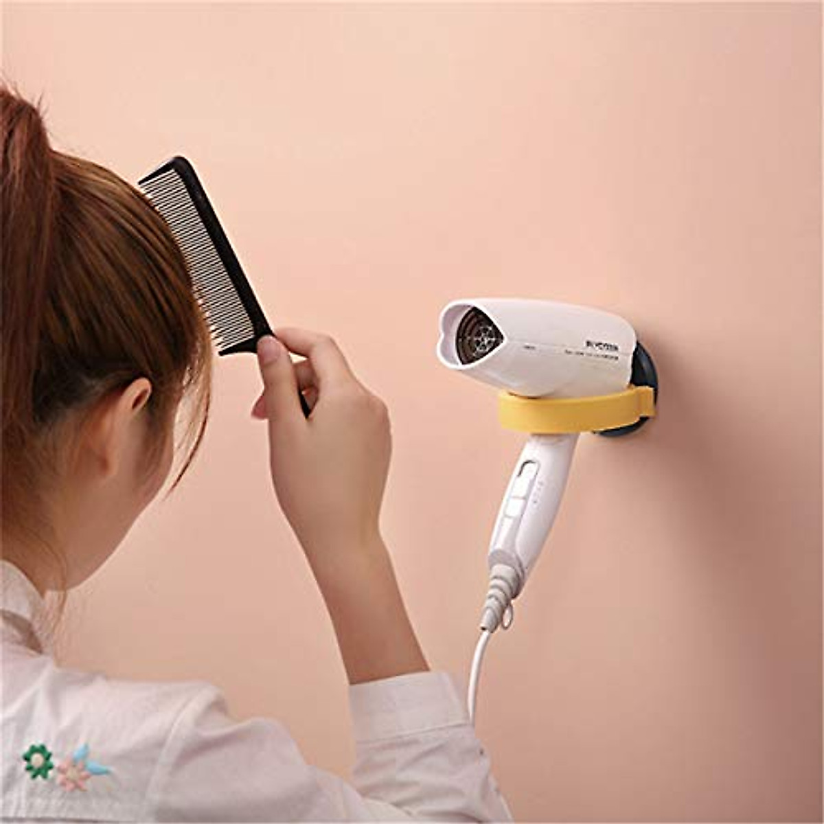 ZKG Wall Mounted Hair Dryer Holder Blower Organizer Bathroom Hair Drier Holder Bathroom Shelf Plastic Bathroom Accessories