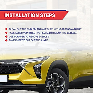 Compatible with 11.8" x 4" 3PCS Chevy Bowtie Emblem Logo Stickers Cut DIY Decals, 3 Pcs Universal Logo Overlay Carbon Fiber Black