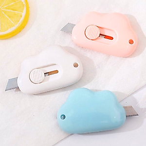 Pink Cloud Portable Box Cutter,Retractable Art Cutter Utility Knife,Cloud Shaped Kawaii Letter Opener,School Stationery Cute Paper Cutter for Packages,Letters and Cardboard Boxes Opening, Accessories