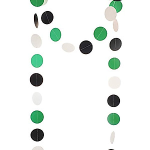 MOWO Paper Garland Circle Dots Hanging Decoration, 2.5'' in Diameter,10-feet (Black,Green,White, 2pc)
