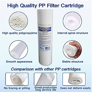1/5 Micron Whole House Water Filter Cartridge, Sediment Water Filter Replacement Cartridge PP Cotton Filter for Reverse Osmosis Water Filter System Under Sink Well Water,40inch/5 micron,1pcs