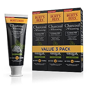 Burt’s Bees Toothpaste, Natural Flavor, Charcoal Fluoride-Free Toothpaste, Zen Peppermint, 4.7 oz, Pack of 3