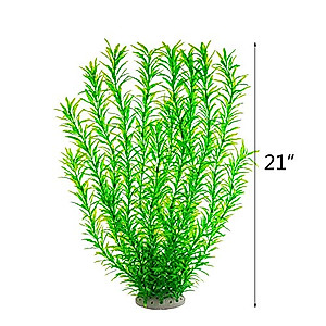 Aquarium Plastic Plants Large, Artificial Plastic Long Fish Tank Plants Decoration Ornaments Safe for All Fish 21 Inches Tall (J07 Green)