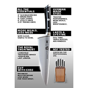 Dalstrong Knife Block Set - 5 Piece - Gladiator Series - with Modular, Multi-Level Block - German High Carbon Steel - Premium ABS Black Handles - NSF Certified