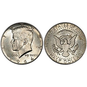 1964 - Silver Kennedy Half Dollar Uncirculated US Mint