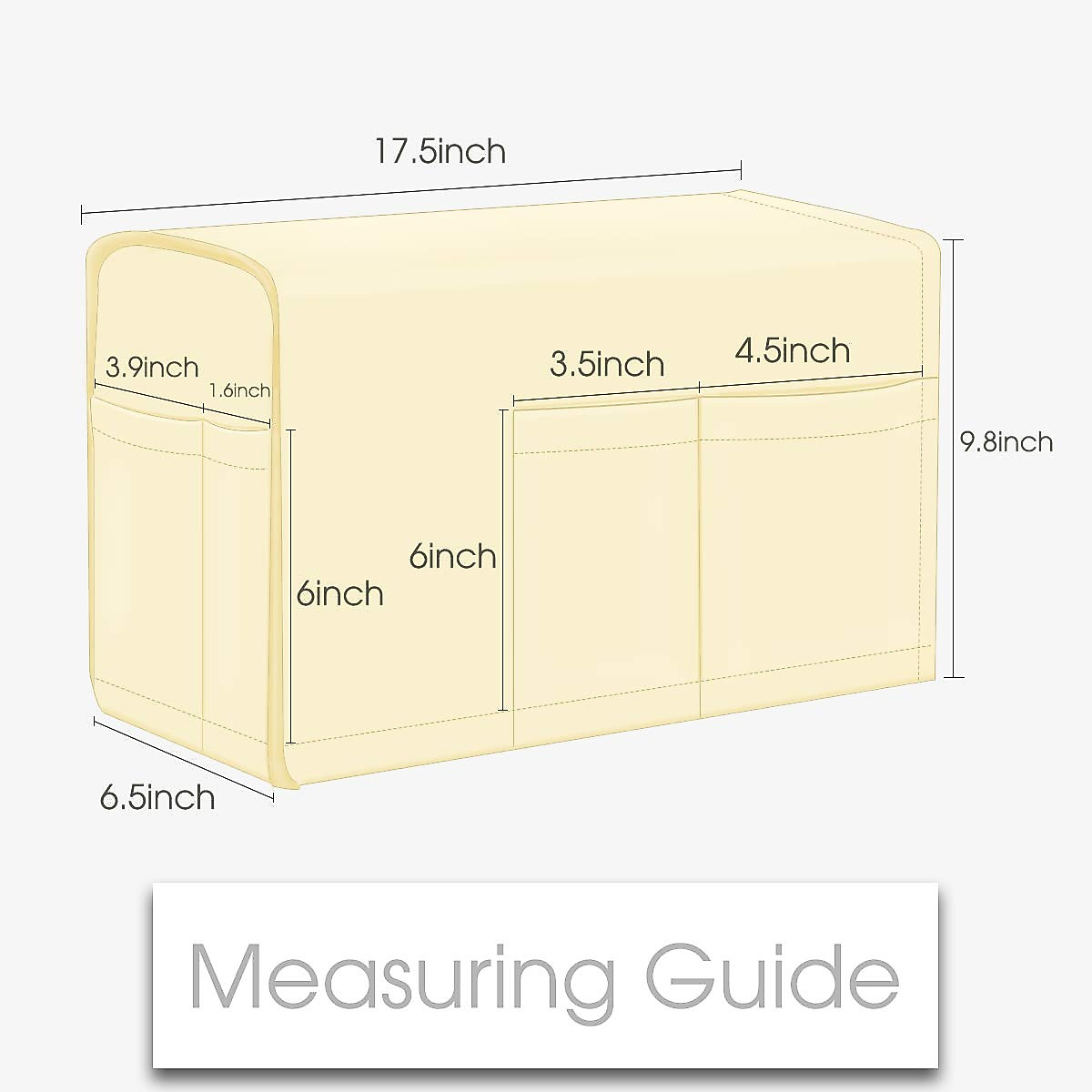 Joywell Linen Armrest Covers for Living Room Anti-Slip Sofa Arm Protector for Dogs, Cats, Pets Armchair Slipcover for Recliner with 4 Pockets for TV Remote Control, Phone, 1 Pcs, Silver Grey