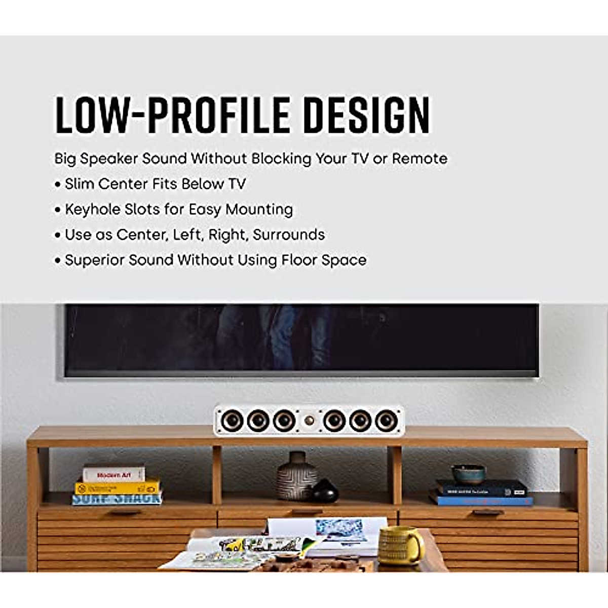 Polk Signature Elite ES35 Slim Center Channel Speaker - Hi-Res Audio Certified, Dolby Atmos & DTS:X Compatible, 1" Tweeter & (6) 3" Woofers, Dual Power Port for Effortless Bass, Stunning Black