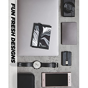 Fydelity 80's RFID Blocking Wallet - Mens and Women's RFID Wallet for Cards and Cash Bifold Hook & Loop Wallet Retro Wallets Men Women, Girls and Boys Wallet BLACK SLICK