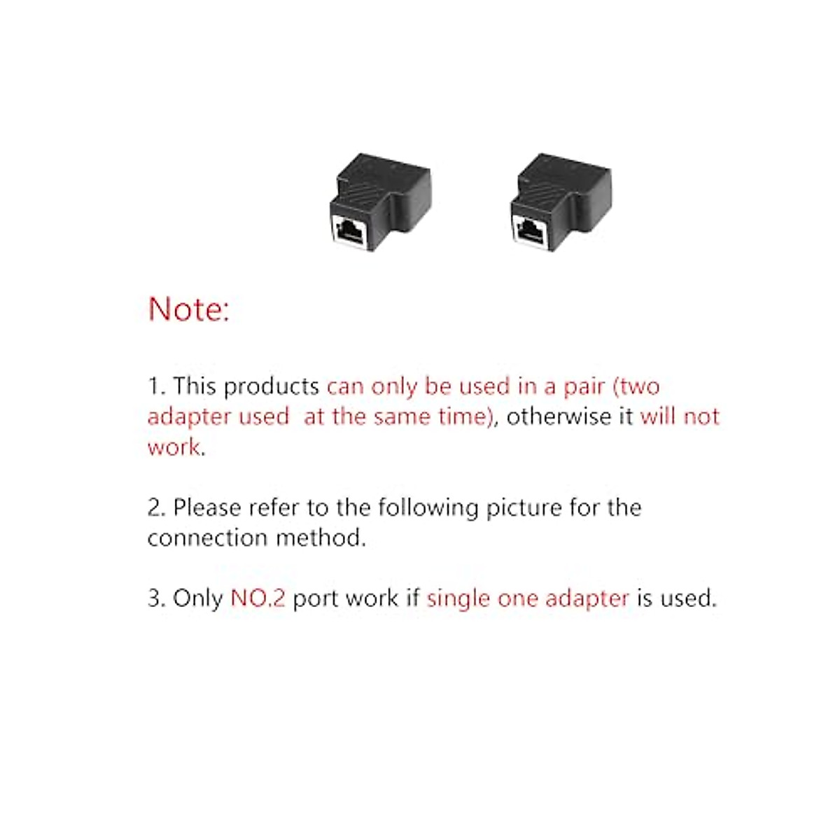 SinLoon (1-Pair) RJ45 Splitter Adapter, Ethernet Cable Splitter, RJ45 Network Extension Connector Ethernet Cable Sharing Kit with 2 PCS RJ45 Cable for Router TV Box Camera PCL