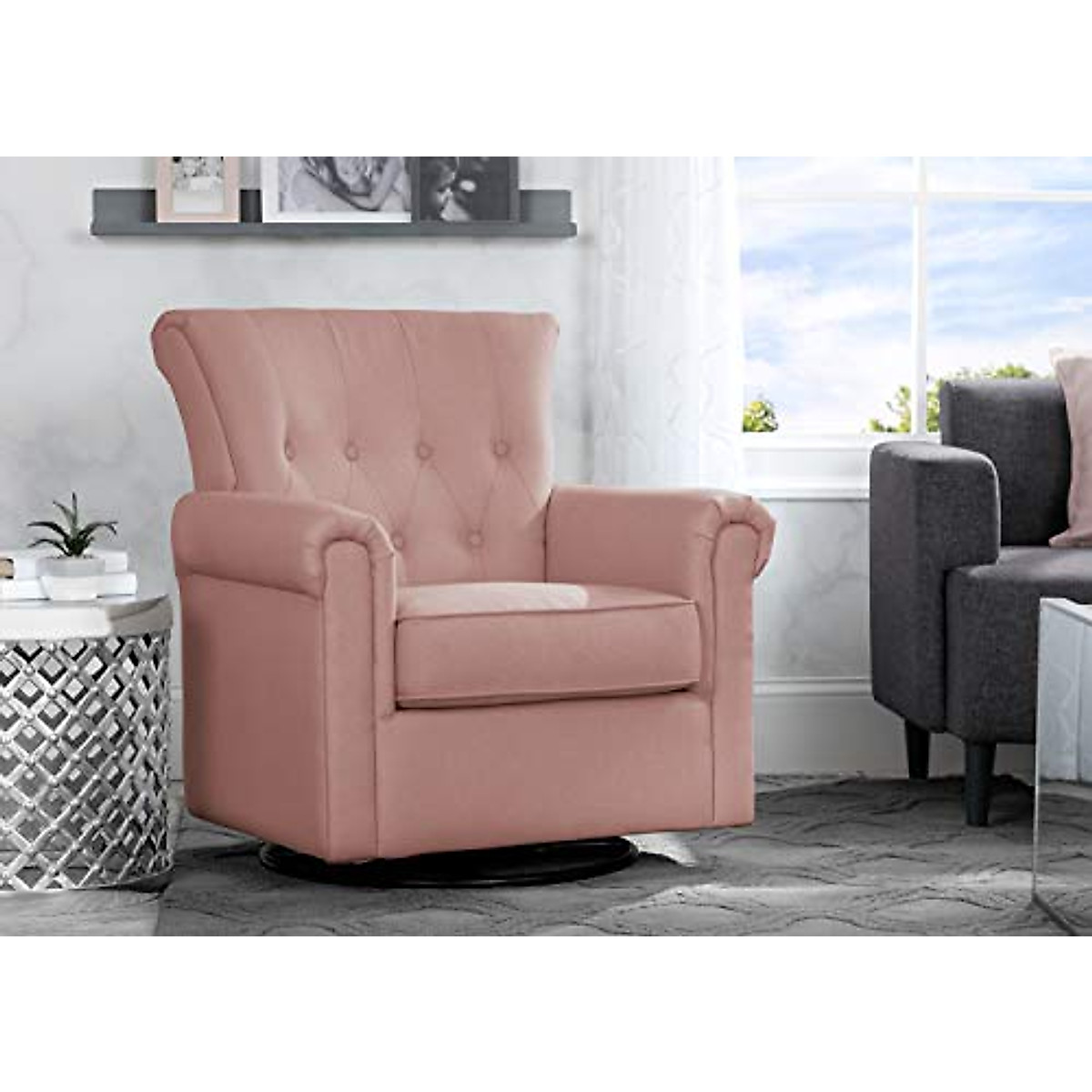 Delta Children Harper Glider Swivel Rocker Chair, Blush