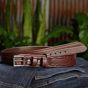 Bullhide Belts Mens Leather Belt for Work, Casual, Dress, 1.75" Wide, Brown, 40"