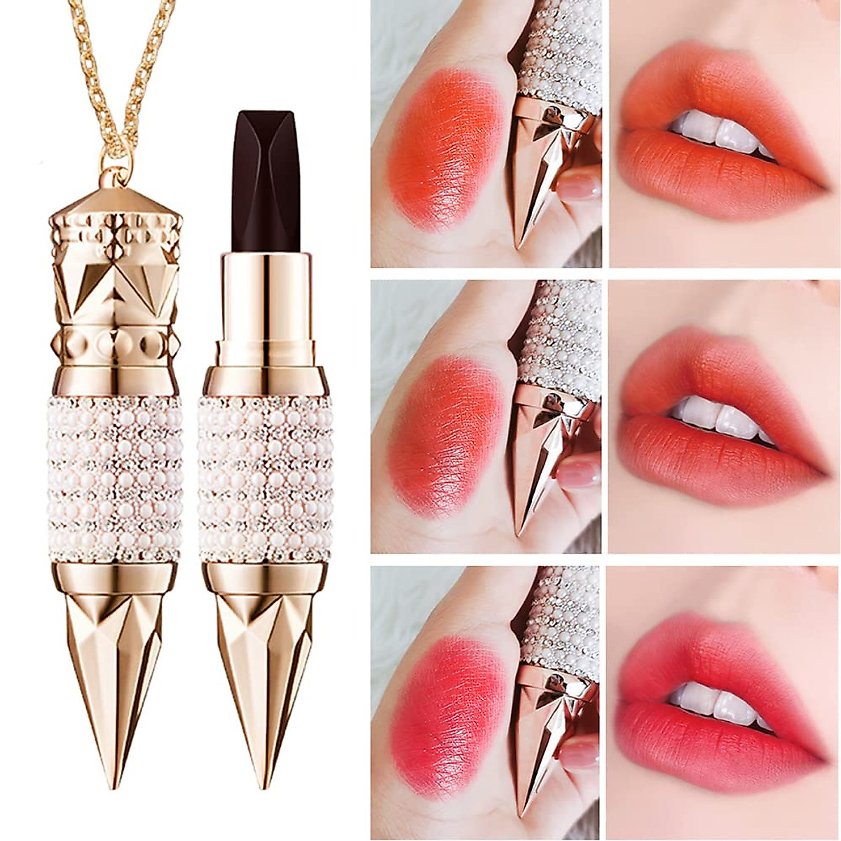 KAIQIKAIXI Waterproof Makeup Lipstick Moisturizer Smooth Lip Stick One Lipstick Three Colors 3 Colors in 1 Velvet Texture Moisturizing Three-color Lipstick Velvet Matte Long Lasting