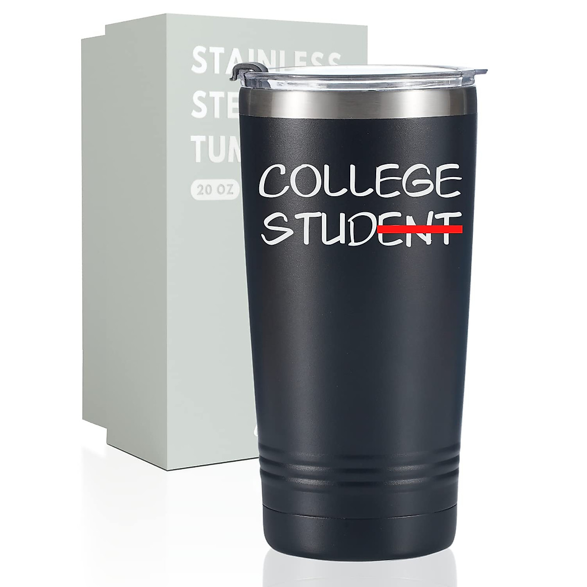 Onebttl Funny College Student Gifts Tumbler for Male, Funny School Student Gifts 20oz Stainless Steel Mug, Best gift for Christmas, Birthday, End of Year - College Stud