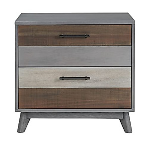 Soho Baby 48022570 Cascade Premium Soft Closing 2-Drawer Nightstand, Wire Brush Multi-Tone Gray Finish
