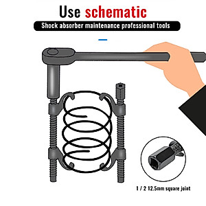 Fekuar 15" 380MM Coil Spring Compressor Tool, Heavy Duty Auto Suspension Compression Remover Installer Tool Set of 2 Black