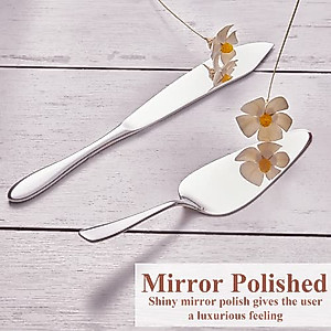 EIUBUIE Cake Cutting Set for Wedding, Cake Knife and Server Set, Classic Design 18/10 Stainless Steel Pie Cake Serving Set of 2 Piece, Dishwasher Safe