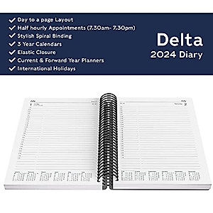 Collins Delta 2024 Diary A5 Day to a Page Diary (with Appointments) - Lifestyle Planner and Organiser for Office, Work, Personal and Home - January to December 2024 Diary - Daily - Orange - FP51.44-24
