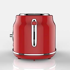 CULINARY CHEF CCTO102-RED, 2 Slice Toaster, Retro Style, Wide Slot for Bread, English Muffins, Croissants, and Bagels, 5 Adjustable Toast Settings, Cancel and Defrost, 900w, Red