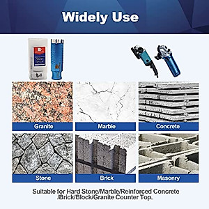 Diamond Core Drill Bit,Adapter，BRSCHNITT 1 3/8 Inch Laser Welded Diamond Hole Saw for Granite Marble Solid Block Stone Reinforced Concrete,Dry or Wet Drilling (35mm)