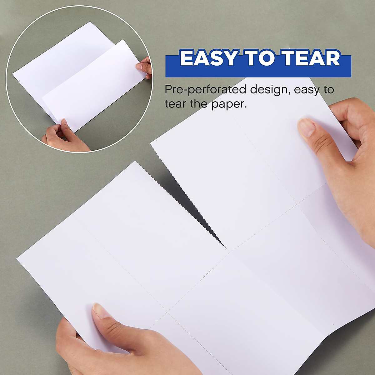 Lincia 200 Sheet Perforated Cardstock Paper 8-1/2" x 11" Printable Postcards Business Cards 6 Per Page Blank Cardstock 150 GSM Printable Postcards Compatible with Laser Inkjet Printer (White)