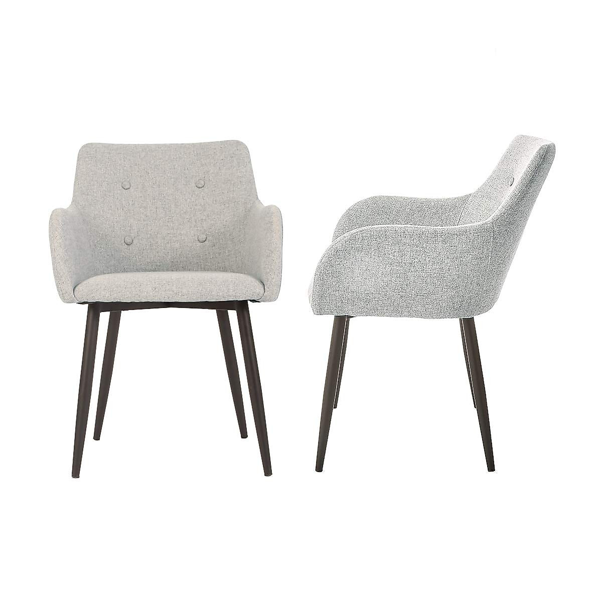 CangLong Leisure Chair Restaurant Back Sofa Office Furniture Casual Study Makeup Simple Home Adult Fabric Coffee Dining Room Fashion, set of 1, Light Grey