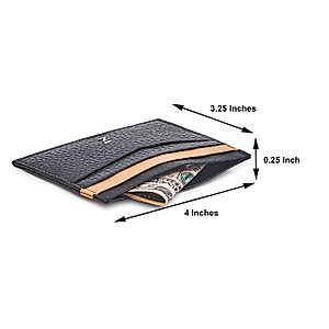 Zinda Genuine Leathers Card Holder Slim Wallet Unisex RFID Protection (Black/Tan)