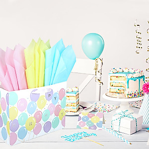 Pastel Birthday Gift Bags 10 x 13 Large Pastel Rainbow Paper Gift Wrap Bag with Tissue Paper Happy Birthday Gift Bags with Handles for Girls Birthday Wedding Baby Shower Party Supplies, 2 Pack