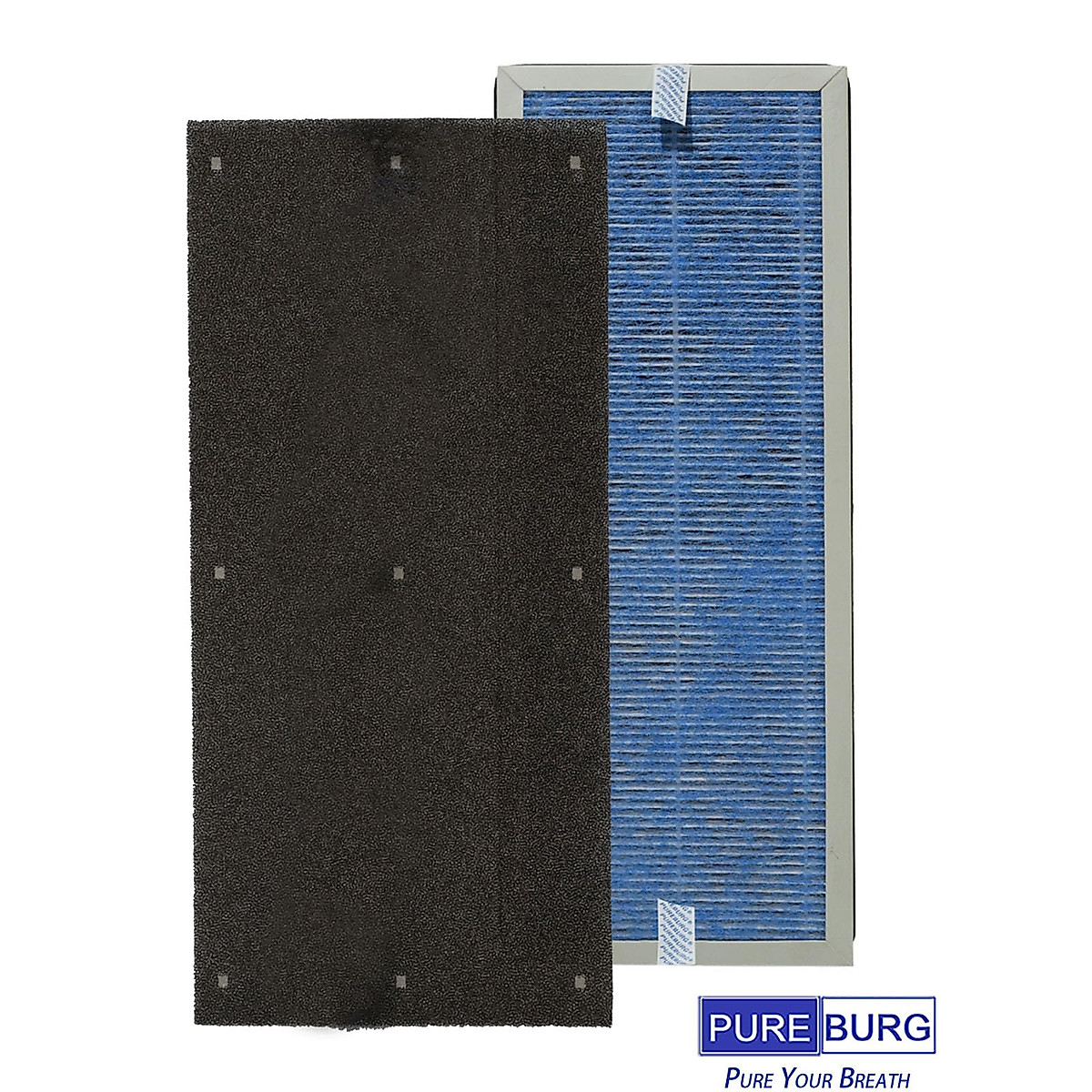 PUREBURG MS18 True HEPA Replacement Filter Set Compatible with Membrane Solutions MS18 Air Purifier, H13 4-Stage Filtration Activated Carbon Air Clean Dust VOCs Odor,2-Pack