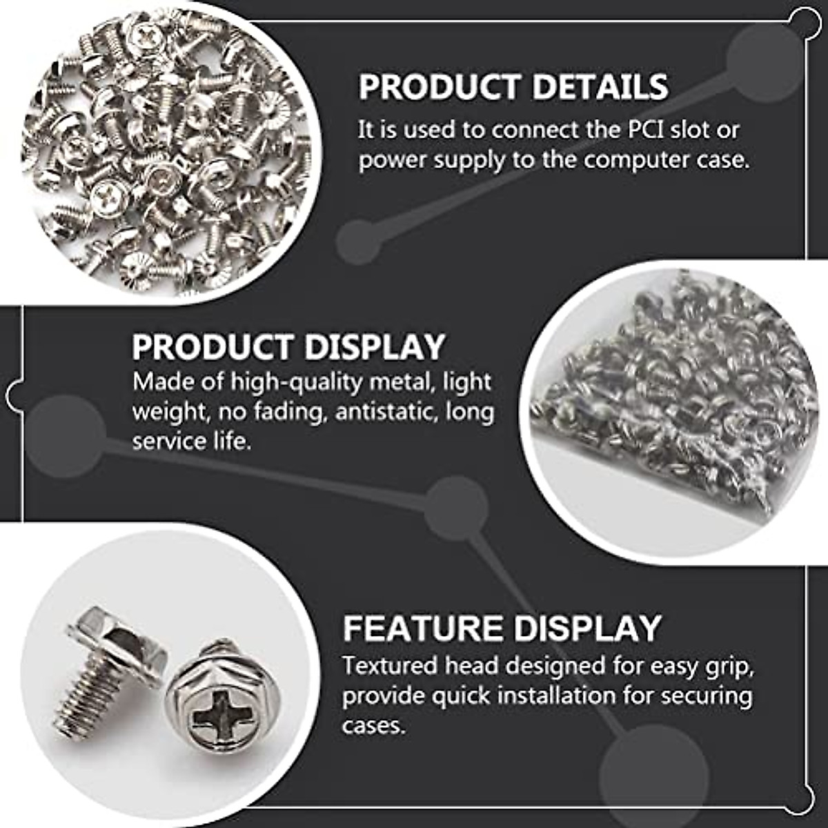 OSALADI Computer Supply 100 PCS Computer Power Supply Screw Computer Accessory Accessories Computer Part Screw for PCI Slot Chassis hot dip Galvanized Various Screw Computer Case Fastener