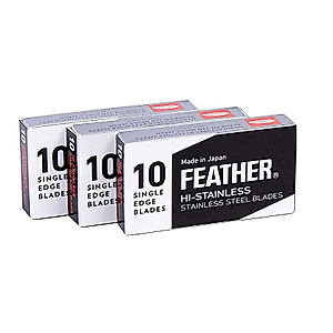 30 Feather FHS-10 Japanese Steel Razor Blades - Refill for OneBlade Core, Hybrid, & Genesis Razors - Single Blade Razor