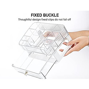 GORET Acrylic Makeup Organizer, Large Capacity Makeup Storage with Drawer for Vanity Bathroom Countertop Perfume Lipstick Brushes Skincare Eyeshadow