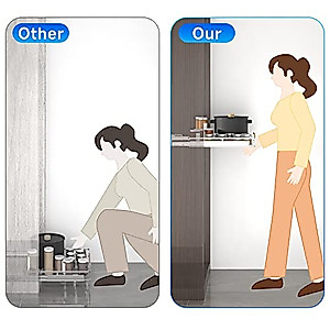 Expandable Pull Out Cabinet Organizer,17.1~28"W x 22.5"D Heavy Duty Slide Out Shelves Adjustable Hight Cabinet Pull Out Shelves,Expandable Width Spice Rack Organizer for Kitchen Cabinet
