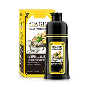 Ginger Black Semi-Permanent Hair Dye Shampoo, Instant 30-Day Color Matter, Completes in 5 Minutes - 500ml (Ginger Fragrance)