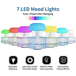 Rain Cloud Humidifier Water Drip 700ml, 2 in 1 Ultrasonic Cool Mist Air Humidifiers Essential Oil Diffuser with Remote Control White Noise Rain Sounds Mushroom Humidifier for Bedroom,Sleeping,Relaxing