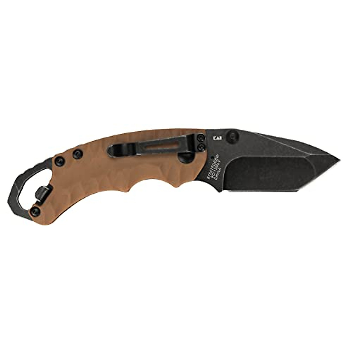 Kershaw Shuffle II Tan Multifunction Folding Pocket Knife (8750TTANBW), 2.6 In. 8Cr13MoV Stainless Steel Tanto Blade with Blackwash Finish, 3-Position Reversible Pocketclip, 3 oz.