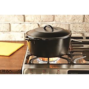 Lodge L8DOLKPLT Cast Iron Dutch Oven with Dual Handles, Pre-Seasoned, 5-Quart,Black