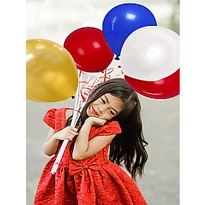 IGUO Red Blue Gold Balloons,Pack of 40pcs Comics Anime Super Hero Theme Latex Ballloons 12 inch Great for Patriotic Anniversary Birthdays Weddings Bridal Party Decorations