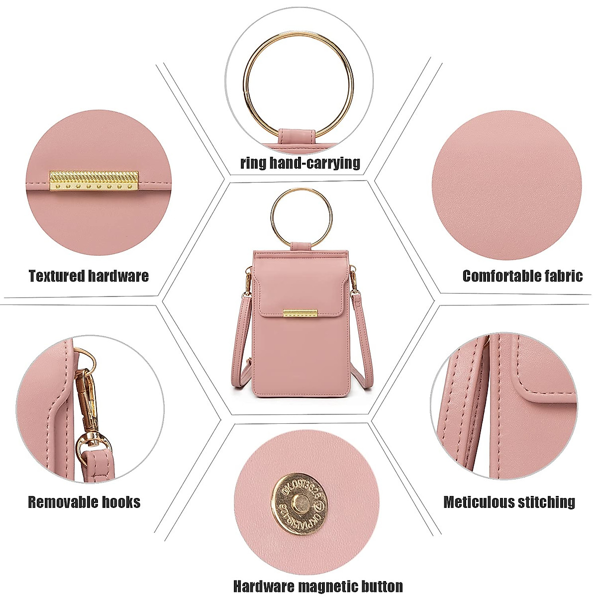 myfriday Lightweight Crossbody Phone Bag for Women, Small Shoulder Bag Cell Phone Wallet Purses and Handbags with 14 Credit Card Slots