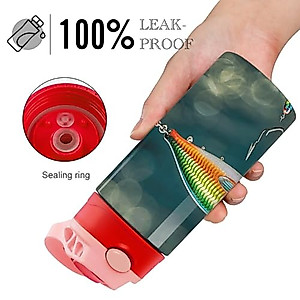 Stainless Steel Water Bottles Fishing Lure Style Travel Water Cups with Handle And Silicone Straw Drinking Cup with Leak Proof Lid Thermo Travel Mug for Women Men