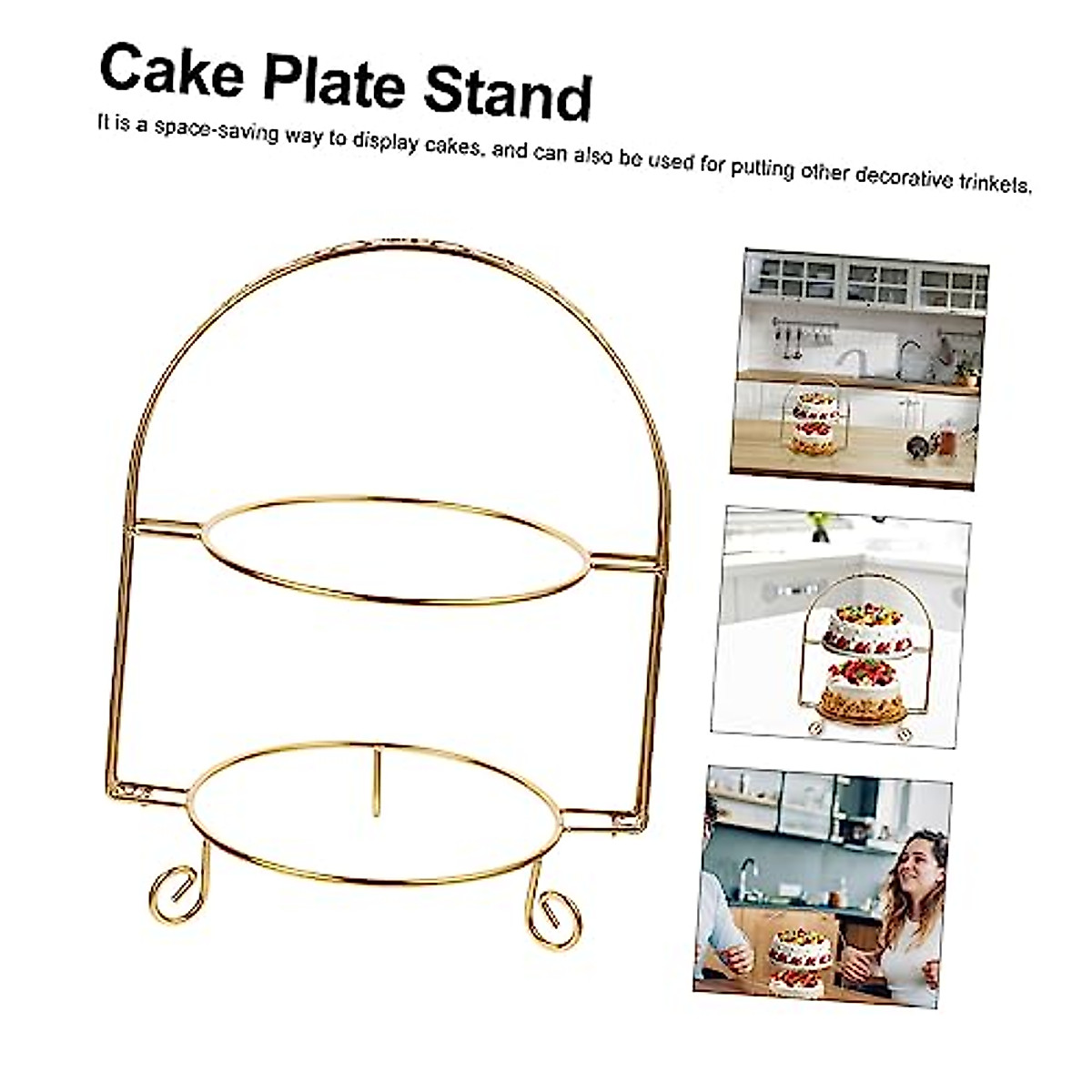 EXQUIMEUBLE Double Layer Cake Stand Muffin Stand Dessert Stand Holder Pastry Stand Birthday Cake Stand Cake Display Rack Dessert Display Plate Tea Party Serving Tray Desktop Iron Bracket