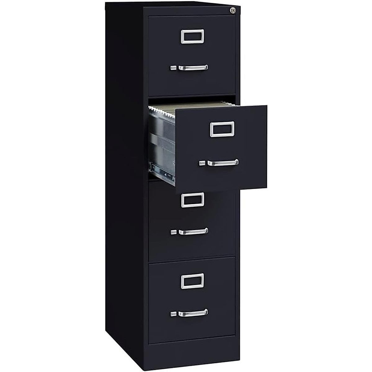 Scranton & Co 4 Drawer 22" Deep Letter File Cabinet in Black, Fully Assembled