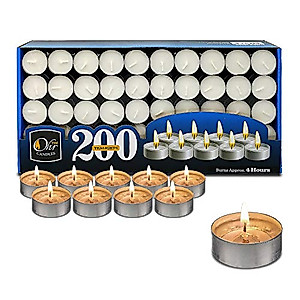 Ohr Tealight Candles - 200 Pack Bulk Tea Lights Candles - White Tealights Unscented - 4 Hour Burn Time