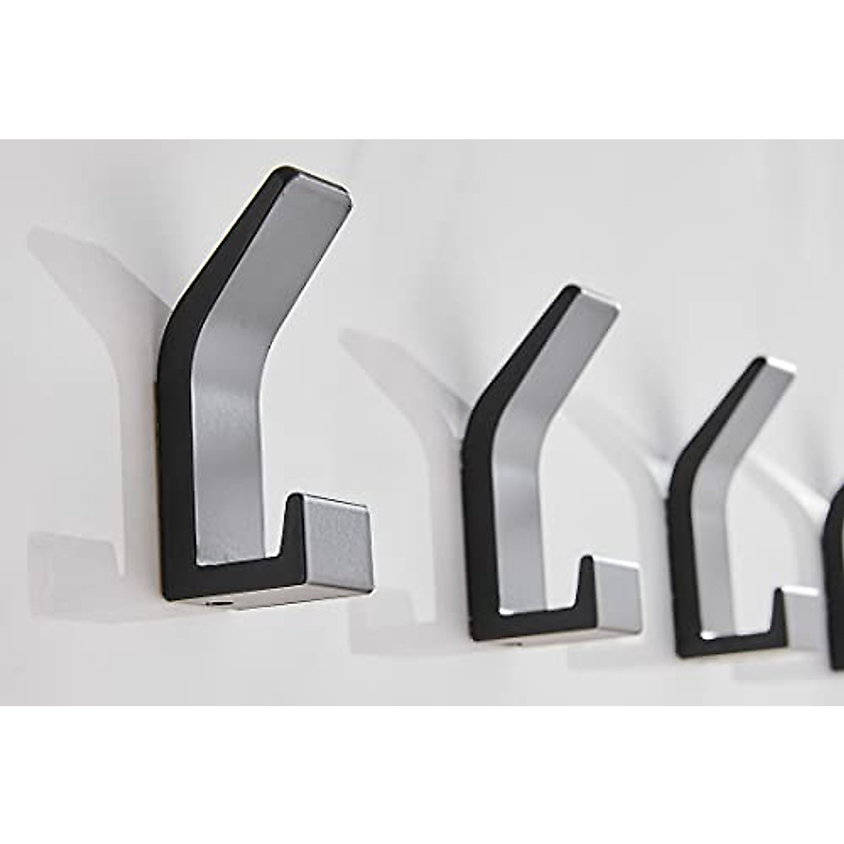 ALORE Bathroom Towel Hooks, Space Aluminum Coat Hook Robe Coat and Bath Brush Hook for Bath Kitchen Garage Hotel, Modern Heavy Duty Wall Mounted, Pack of 5(Black)