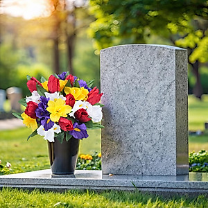 MHMJON 6Pcs Tulips Artificial Flowers Real Touch Tulips Bouquet Orange Silk Flower Arrangements for Easter Spring Party Wedding Home Table Centerpieces Office Garden DIY Floral Decor