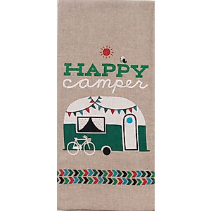 KAY DEE DESI Camping Happy Camper Chambray Tea Towel Small