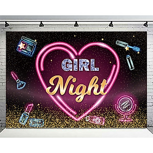 Girl Night Banner Backdrop Background Rose Gold Pink Champagne Lip Theme Decor for Lady Girls Women Princess Birthday Party Bridal Shower Wedding Bachelorette Make Up Night Out Hen Party Decorations