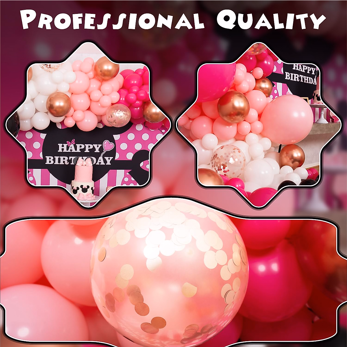 ALL-IN-1 Pink Black and White Balloons Garland & Arch Kit – Small and Large White, Black and Pink balloons – Hot Pink and Black Party Decorations for Birthday, Boss Baby, Mean Girls, Barbie, Minnie