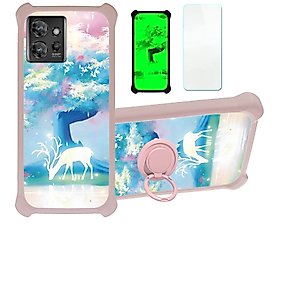jioeuinly Case for Moto Thinkphone Case Compatible with Motorola Thinkphone Phone Case Cover [with Tempered Glass Screen Protector][Hard PC + Soft Silicone][Ring Support] [Luminous Effect] YGF-GL