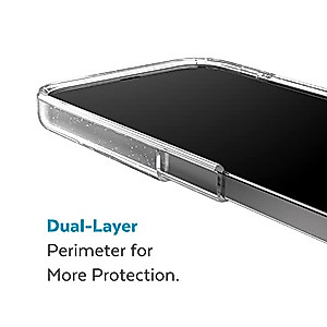 Speck Clear iPhone 14 Pro Case - Slim, Built for MagSafe, Scratch Resistant & Drop Protection Clear Phone Case - Anti-Yellowing for 6.1" iPhone 14 Pro Case Dual Layer - Platinum Glitter GemShell