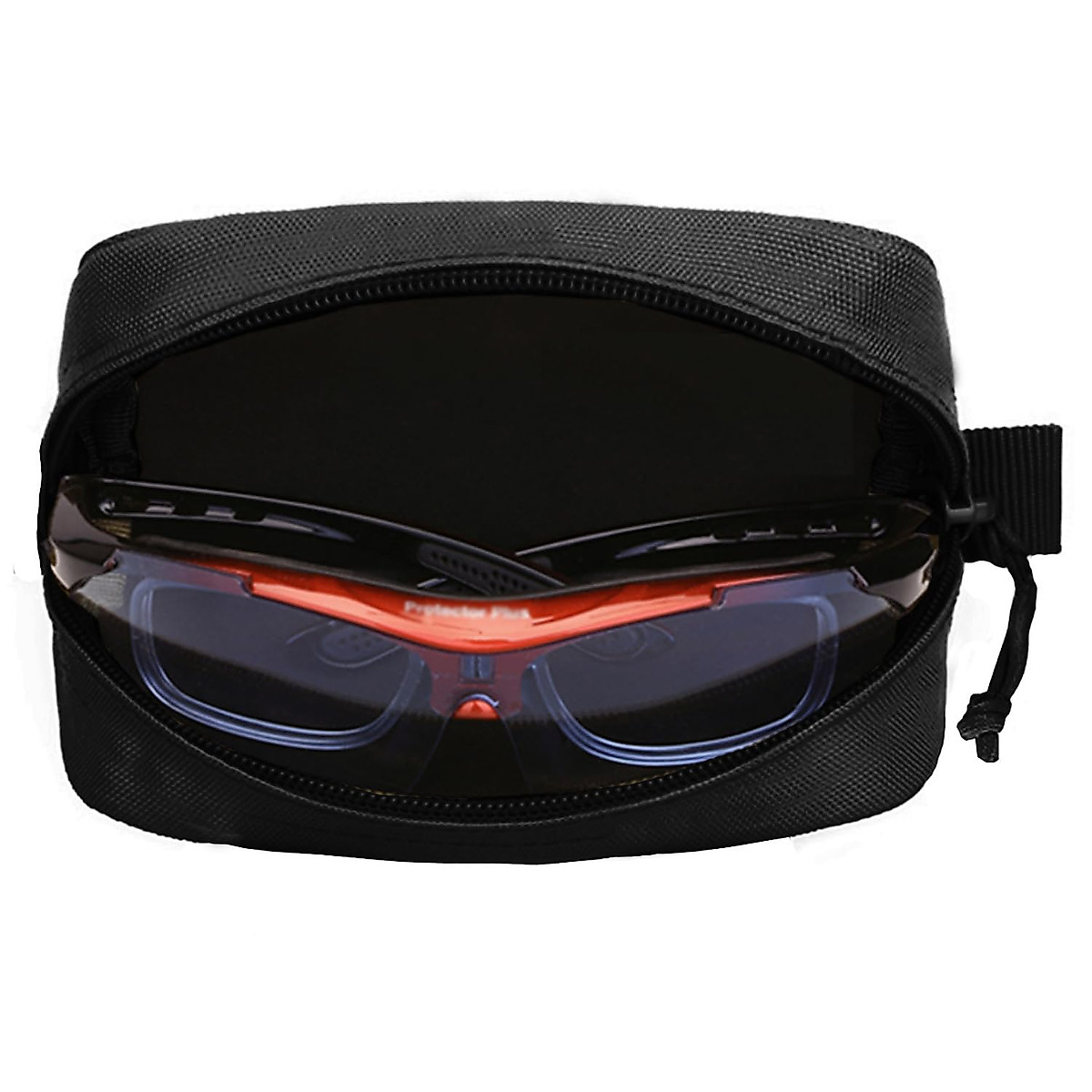 JOCTUBO Tactical Glasses Case Molle Glasses Pouch. Portable Eyeglasses Cases Eyewear Box. Eyeglass Case with Clip (Black)